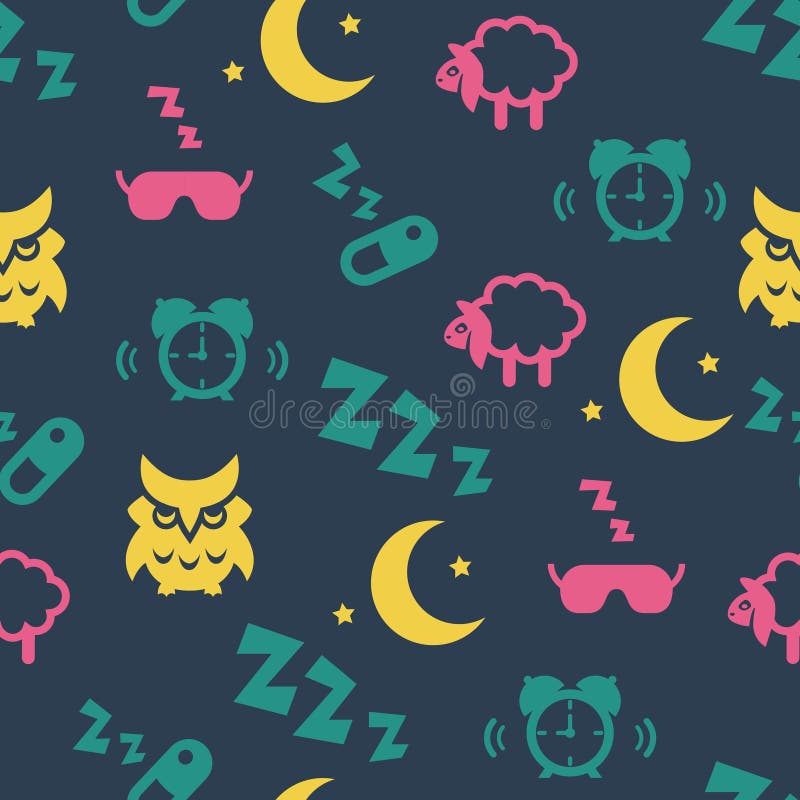 Sleep Time Seamless Pattern Stock Vector - Illustration of color, moon ...