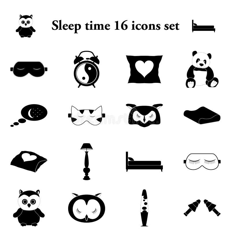 Sleep Time 16 Simple Icons Set Stock Vector - Illustration of pictogram ...