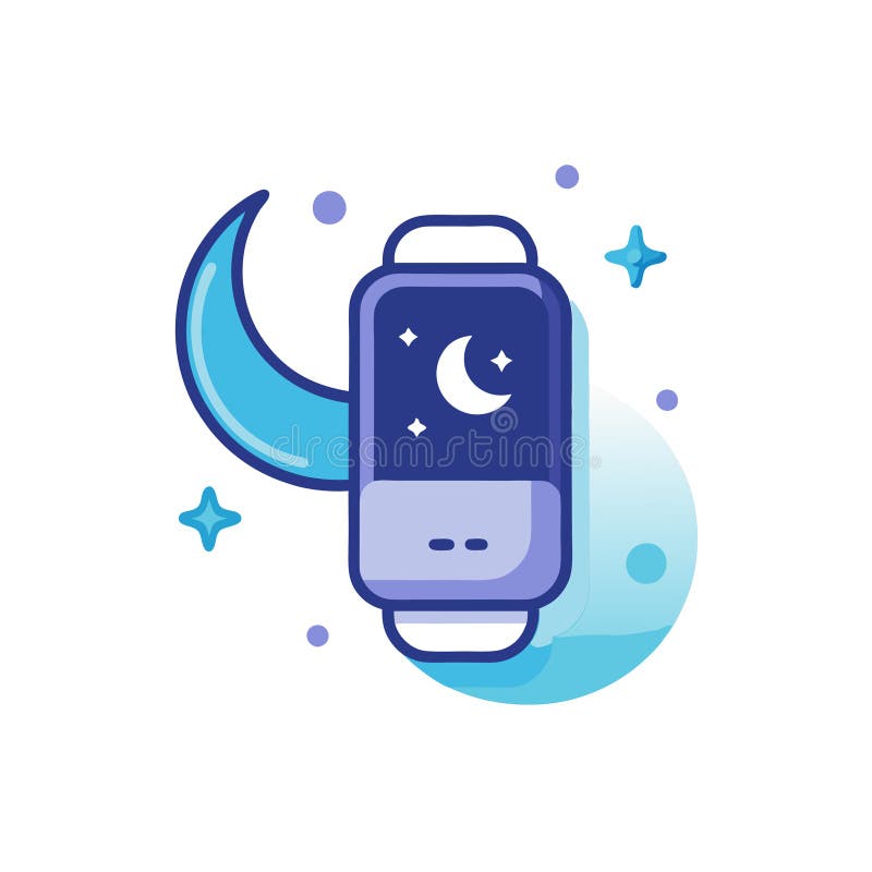 Sleep Tracking App Icon with Moon, Stars and Smart Watch Design Stock ...