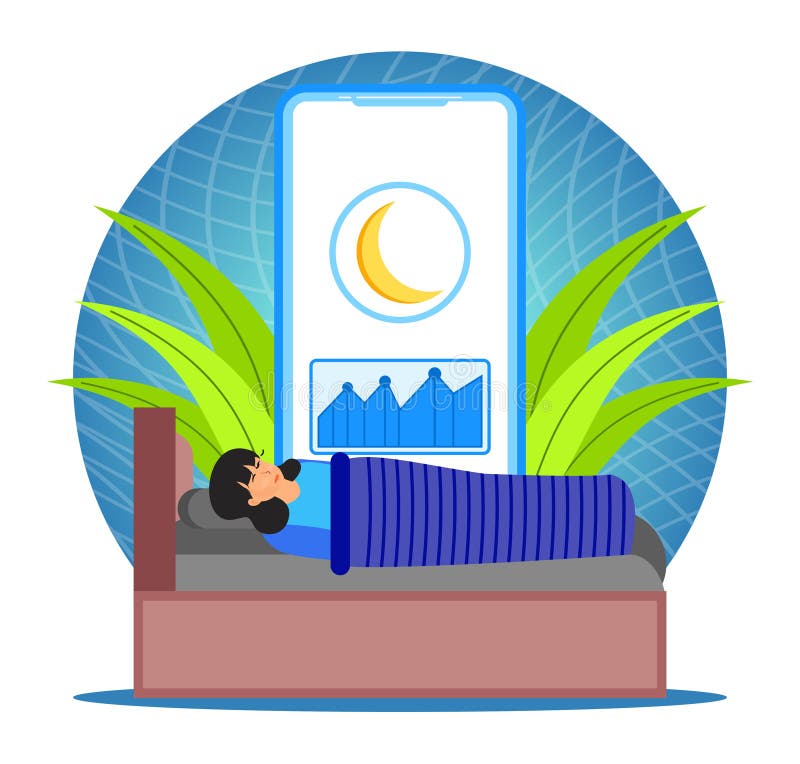 Sleep Tracking Concept. Tracking Biorhythms with Smartphone. Stock ...