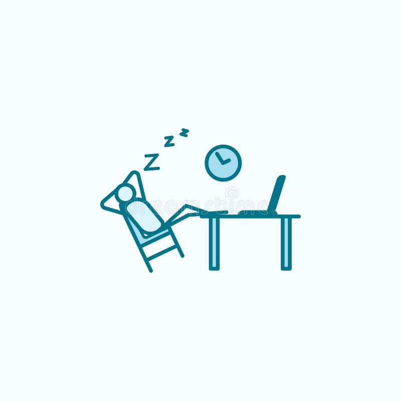 Sleep at Work Outline Multi Color Style Icon. Simple Thin Line, Outline ...