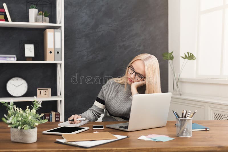 Tired Business Woman Napping in Modern Office Stock Image - Image of ...