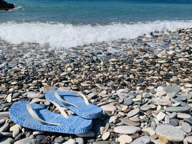 Sleepers on a Pebble Beach in a Summer Outing. Copy Space Stock Image ...