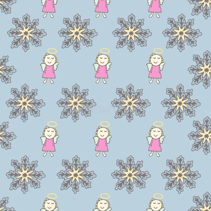 Sleeping Angel and Fluffy Snowflakes Stock Vector - Illustration of ...