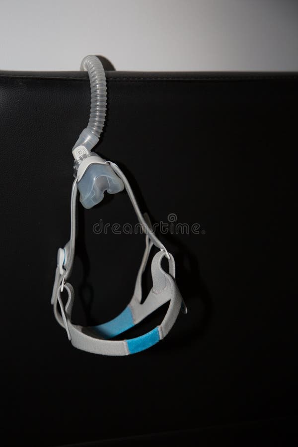 Sleeping Apnea CPAP Mask Machine in Bed Room in Home Patient Stock ...