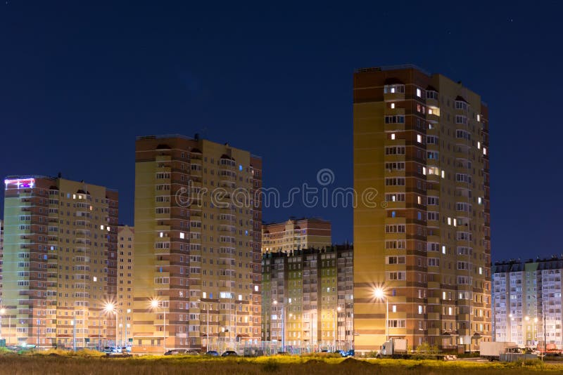 Sleeping Area of City. High Houses Stock Image - Image of night ...