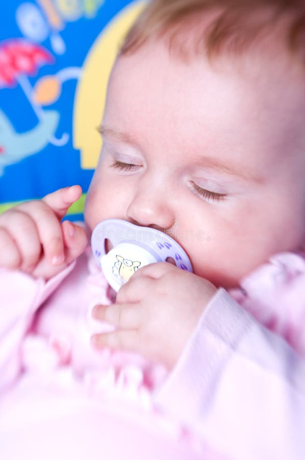 Sleeping Baby with Pacifier Stock Image - Image of closed, female: 15567967