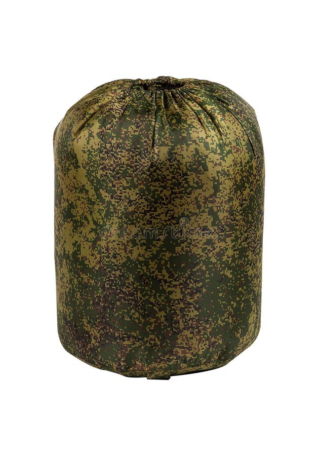 Sleeping Bag Packed in a Sack Isolated on White Background Stock Image ...