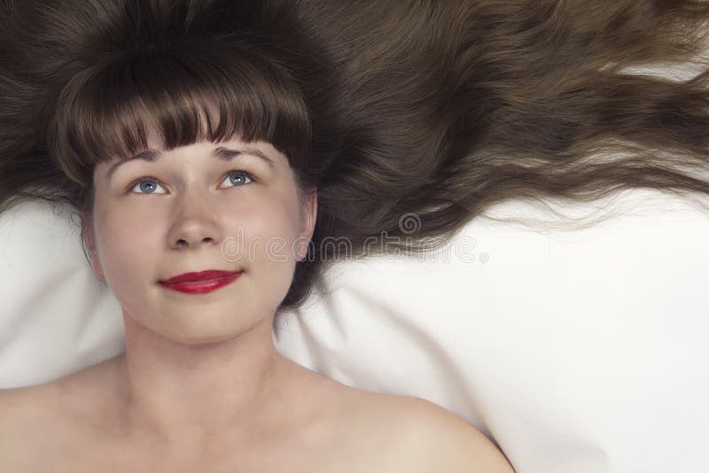 Sleeping Beauty with Long Hair Top View Stock Photo - Image of beauty ...