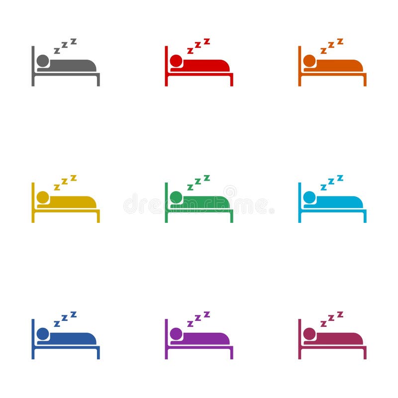 Sleeping Bed Icon Isolated on White Background. Set Icons Colorful ...