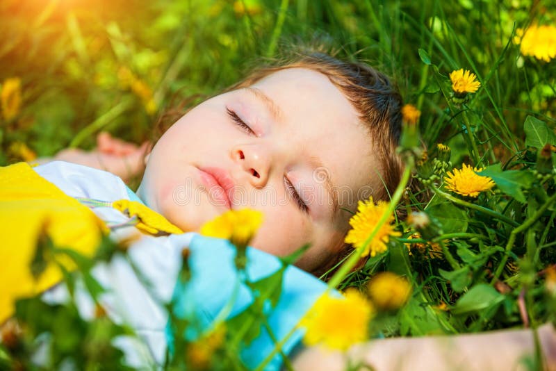 Sleeping boy on grass stock image. Image of eyes, holiday - 36011589