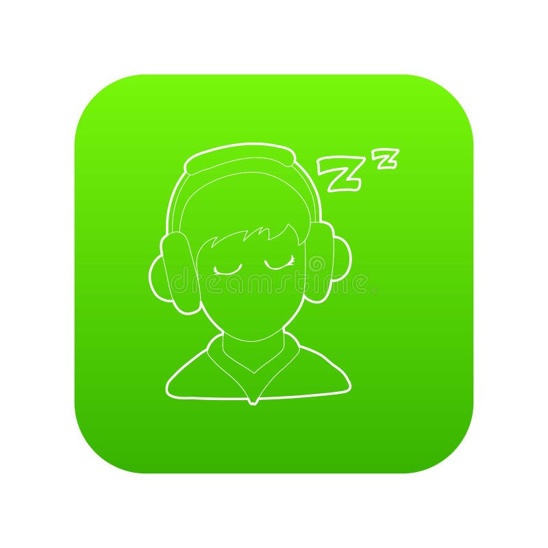 Sleeping Boy Icon Green Vector Stock Vector - Illustration of face ...