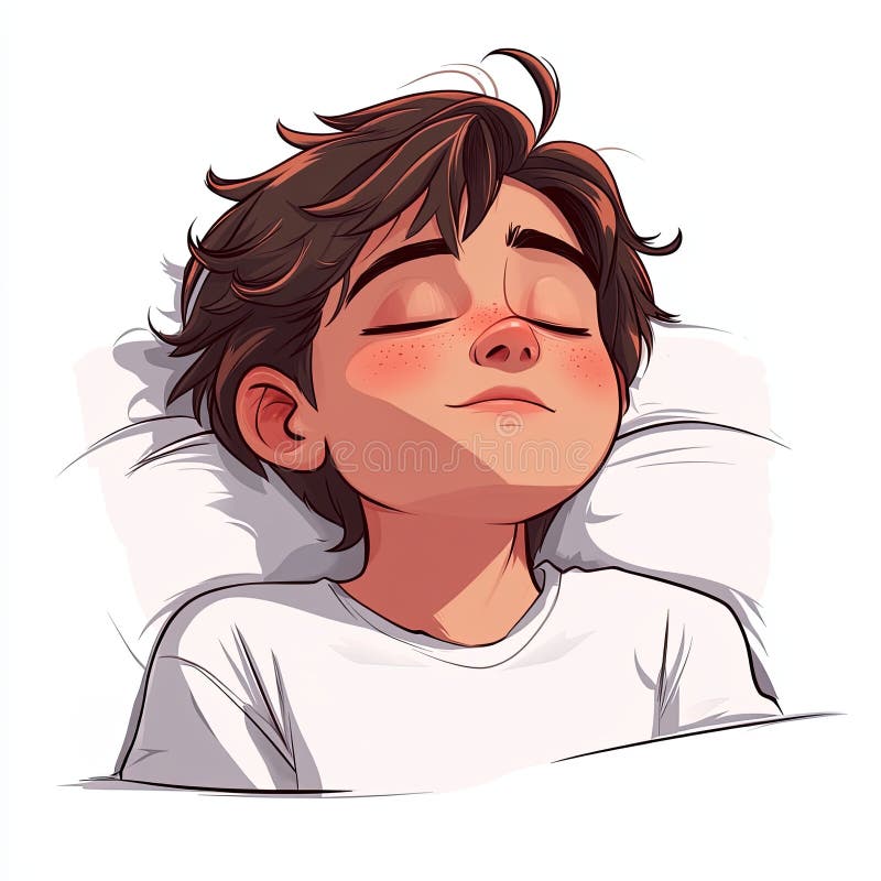 Sleeping Boy with Soft Features and Relaxed Expression, Peaceful Moment ...