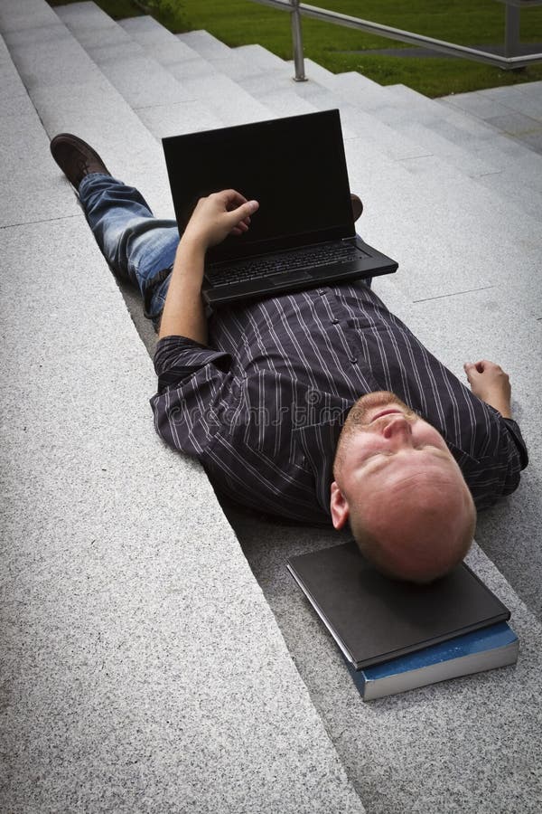 Businessman Resting Head Against Wall Stock Image - Image of distraught ...