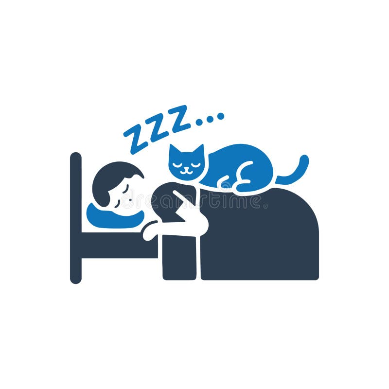 Sleeping Cat with Owner Icon Stock Illustration - Illustration of owner ...