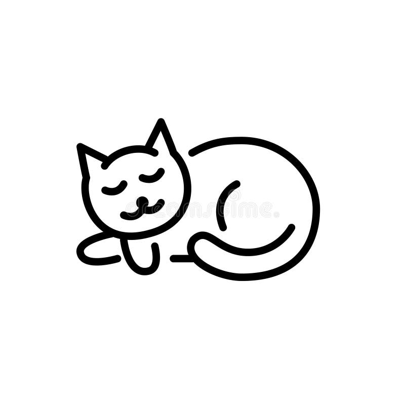 Sleeping Cat. Pixel Perfect, Editable Stroke Icon Stock Vector ...