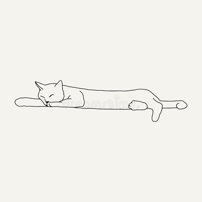 Sleeping Cat Vector Illustration in Doodle Style Stock Vector ...