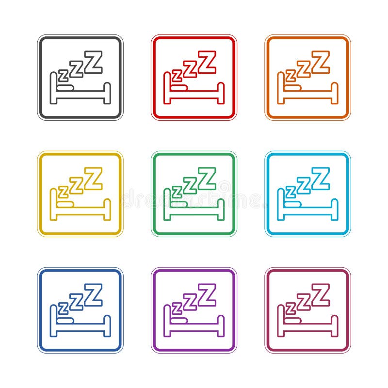 Sleeping Color Icon Set Isolated on White Background Stock Vector ...
