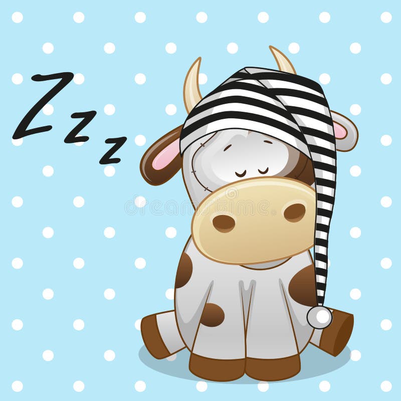 Sleeping Cow stock vector. Illustration of bedtime, happiness - 42812931
