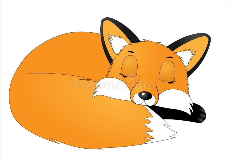 Sleeping cute cartoon fox stock vector. Illustration of vector - 111796135