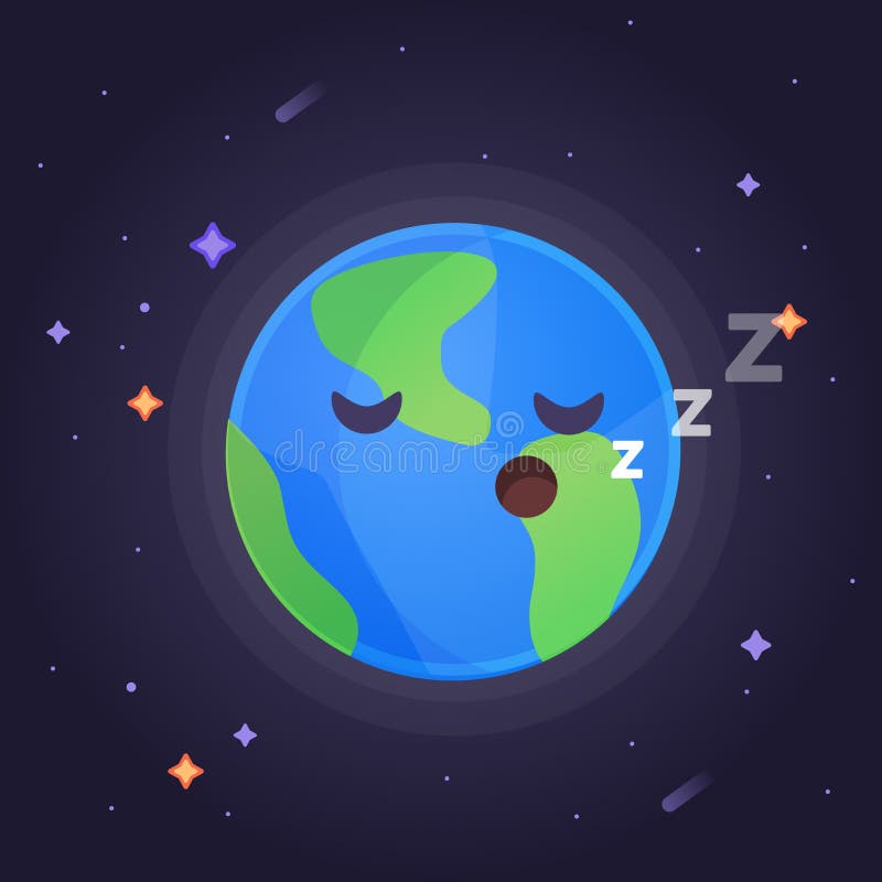 Sleeping Earth in Space with Stars and Comets. Illustration Stock ...