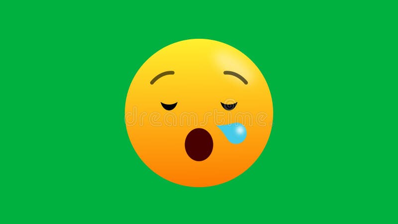 Sleeping Emoji Illustration with Nose Bubble on Green Screen Stock ...