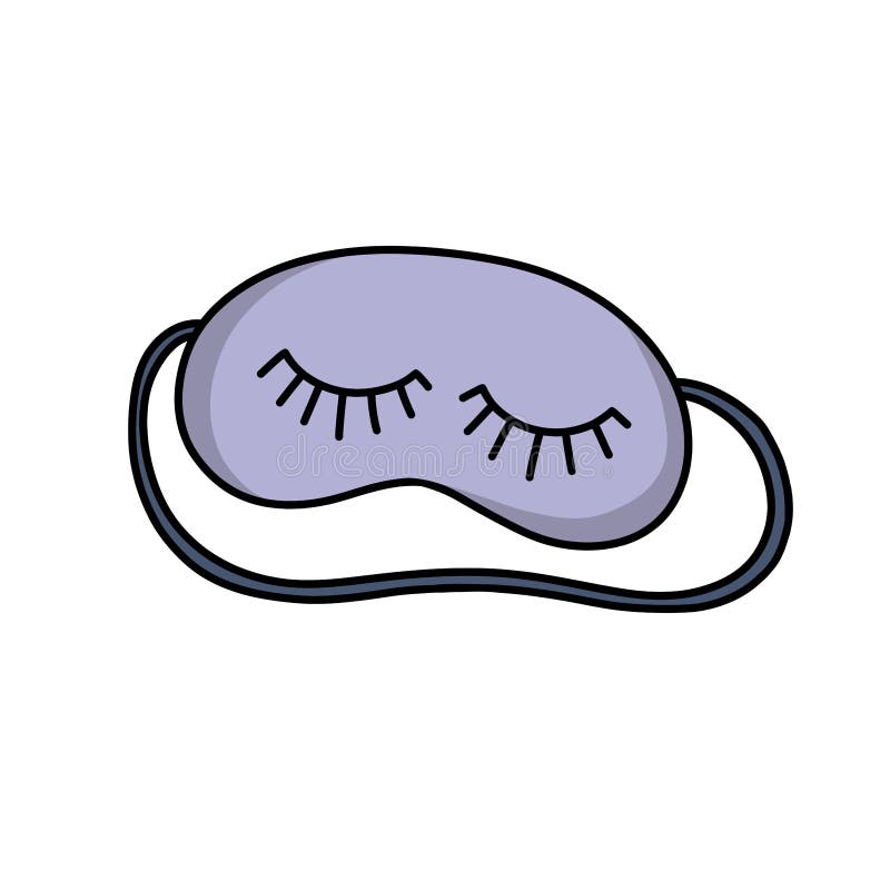 Sleeping Eye Mask Doodle Icon, Vector Color Illustration Stock ...