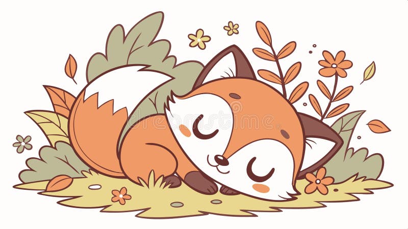 Sleeping Fox Curled, Cute Animal, Peaceful Rest Design Vector Design ...