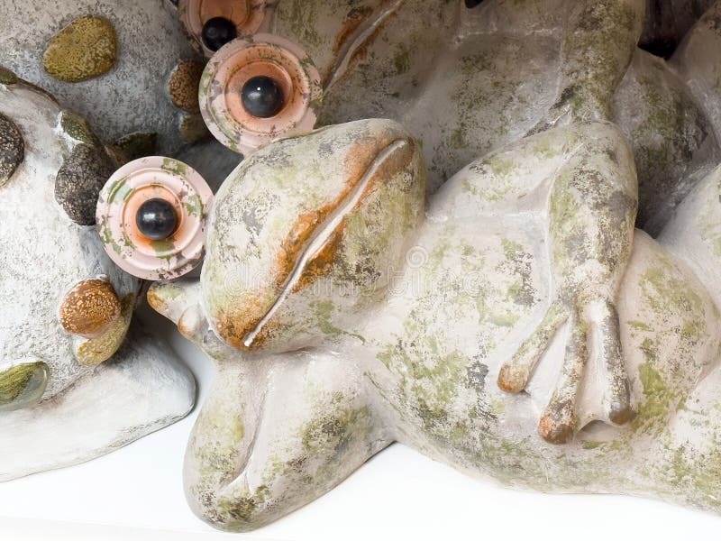 Sleeping Frog Sculpture with Mossy Texture and Pink Eyes, Easter ...