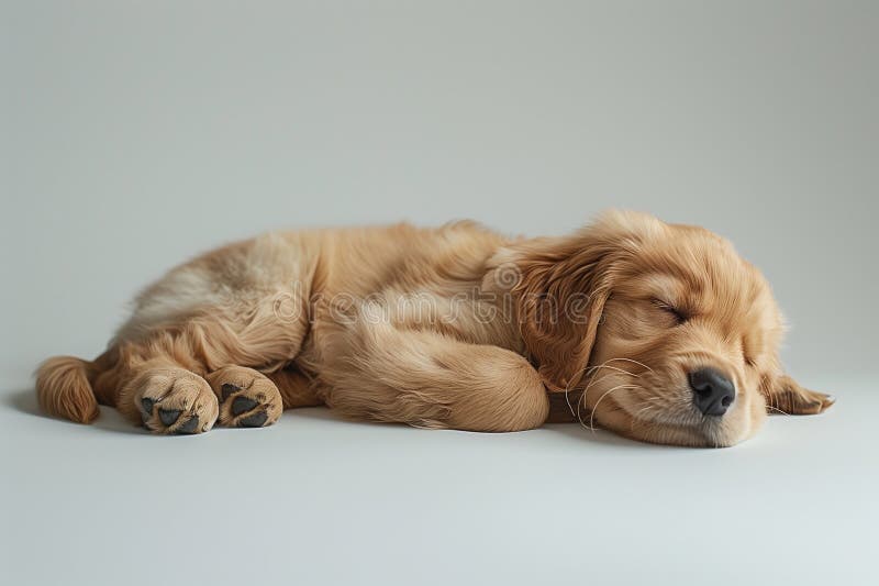 A Sleeping Golden Retriever Puppy, Resting Peacefully on the Floor ...