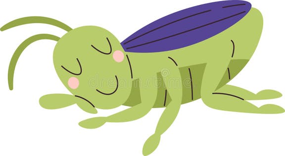 Sleeping Grasshopper Insect Stock Vector - Illustration of sleeping ...