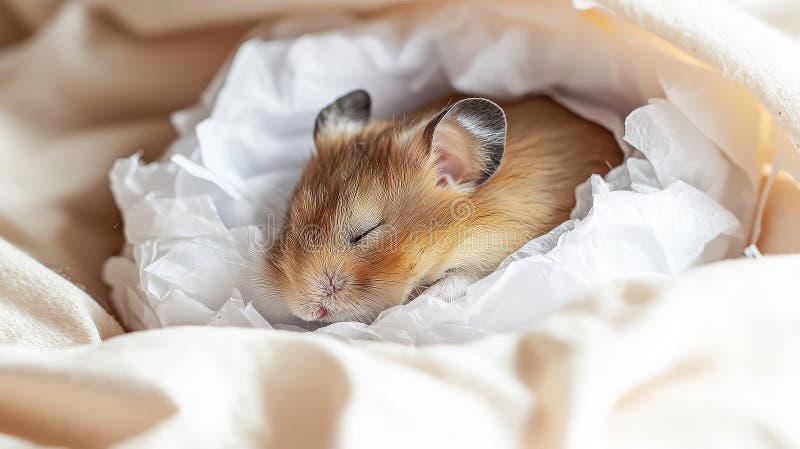 Sleeping Hamster stock image. Image of tissue, cute - 336540353