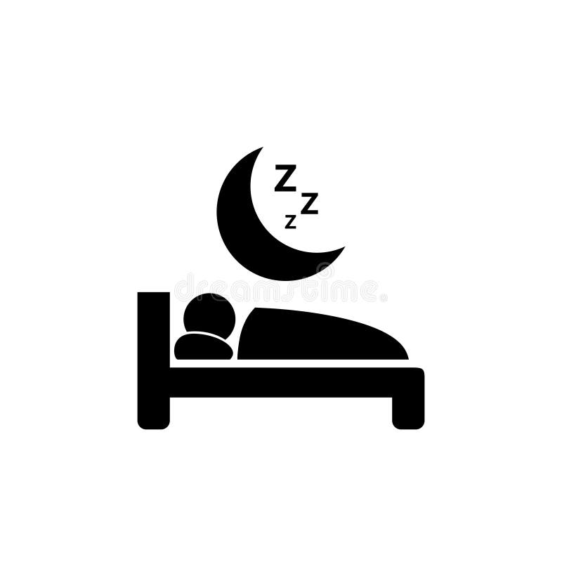 Sleeping Icon Isolated on Black Background Stock Vector - Illustration ...