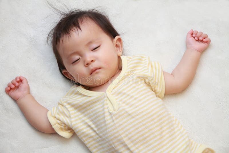 Sleeping Japanese Baby Girl Stock Image - Image of copy, people: 55162371