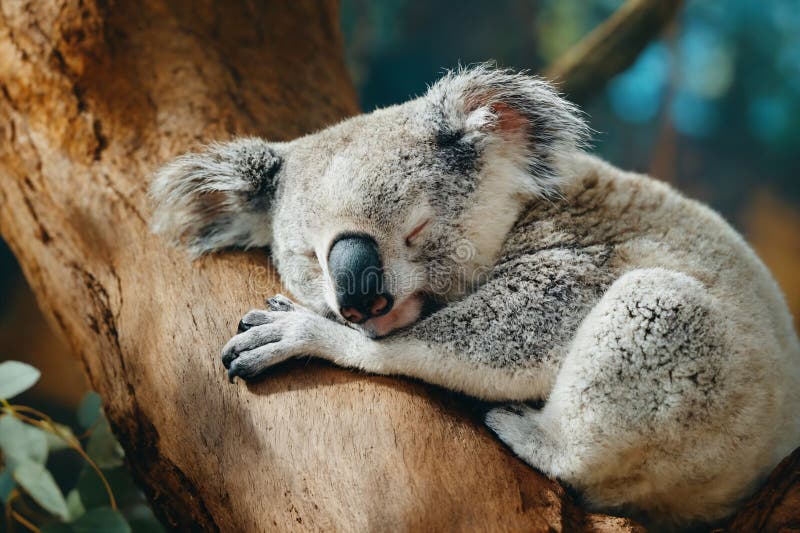 Sleeping Koala in a Tree in a Day Forest is a Cute Animal for Nature ...