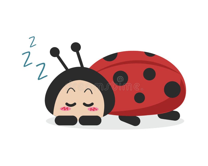 Vector Cute Cartoon Ladybug Sleeping Stock Vector - Illustration of ...