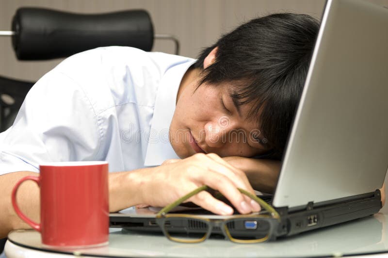 Sleeping on the laptop stock photo. Image of wireless - 11045722