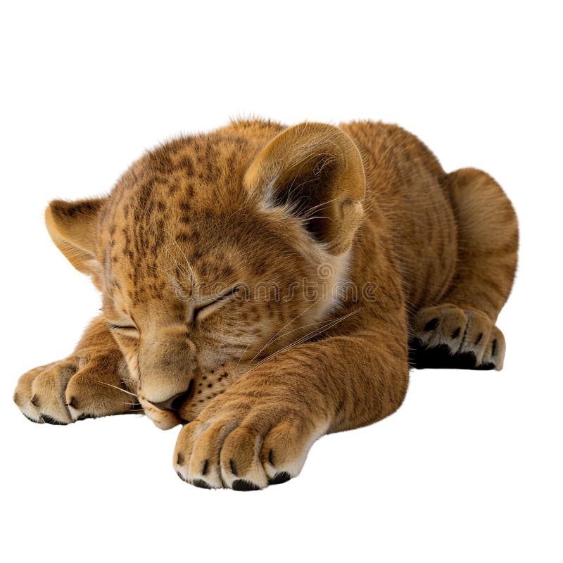 Sleeping Lion Cub stock image. Illustration of isolated - 348119625