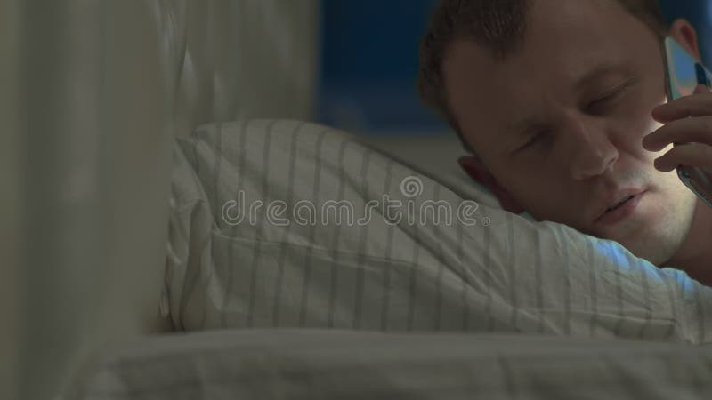 Sleeping Man Ringing Mobile Phone at Night Stock Video - Video of ...