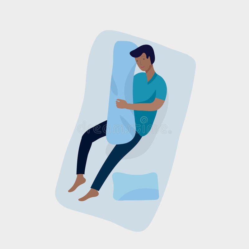 Sleeping Man Character. Boy are Sleep in Bed Alone in Relax Pose. Top ...