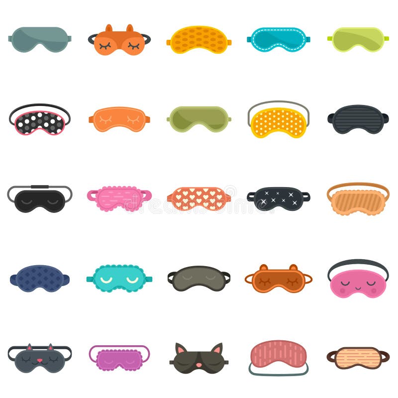 Sleeping Mask Icons Set Flat Vector Isolated Stock Vector ...