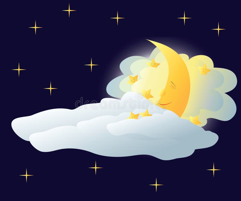 Cartoon Characters Sun and Moon Day and Night Concept Stock Vector ...