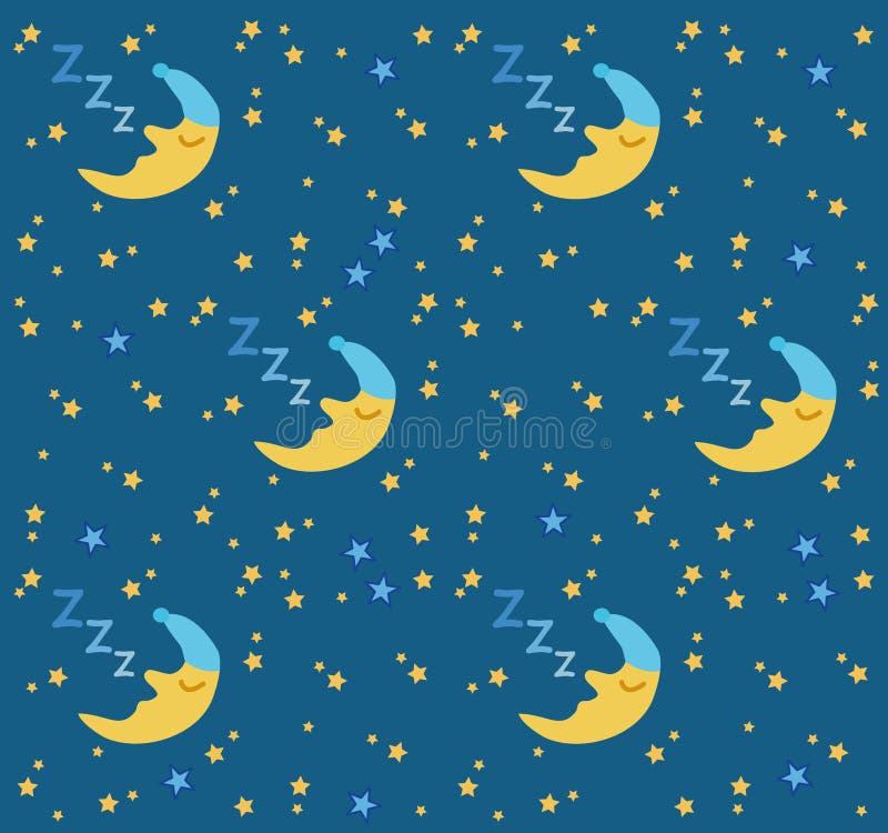Sleeping Moon & Stars Background Stock Illustration - Illustration of ...