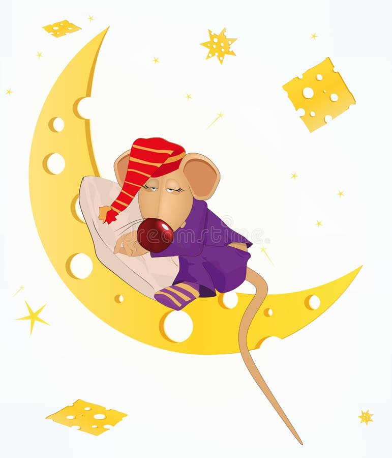 Sleeping mouse stock vector. Illustration of night, moons - 13609415