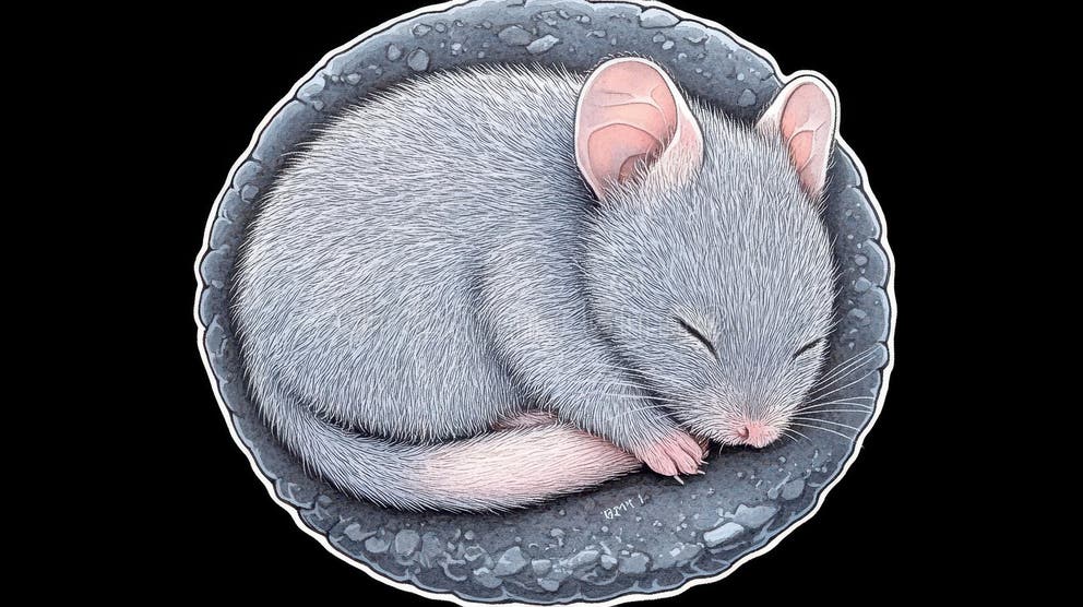 Sleeping Mouse in Nest stock illustration. Illustration of sleeping ...