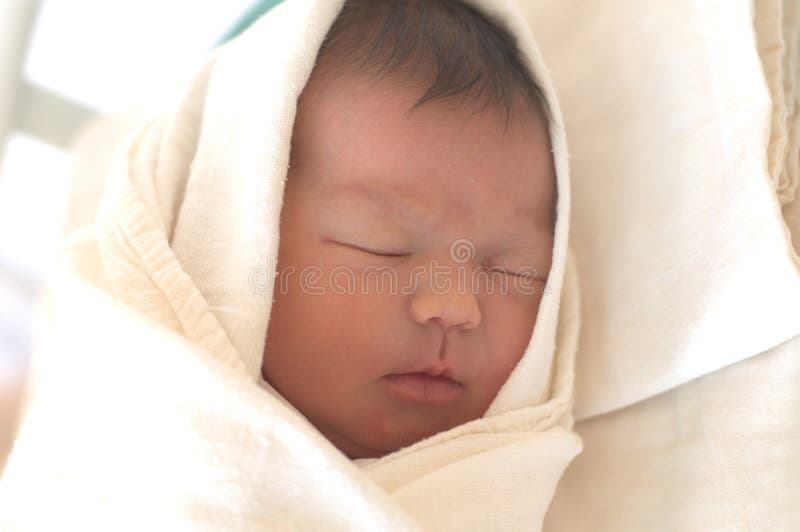 Sleeping Newborn Baby in 2-day Life Stock Image - Image of childhood ...