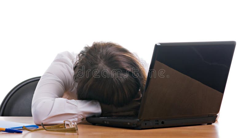 Sleeping office manager stock image. Image of girl, laptop - 7996929