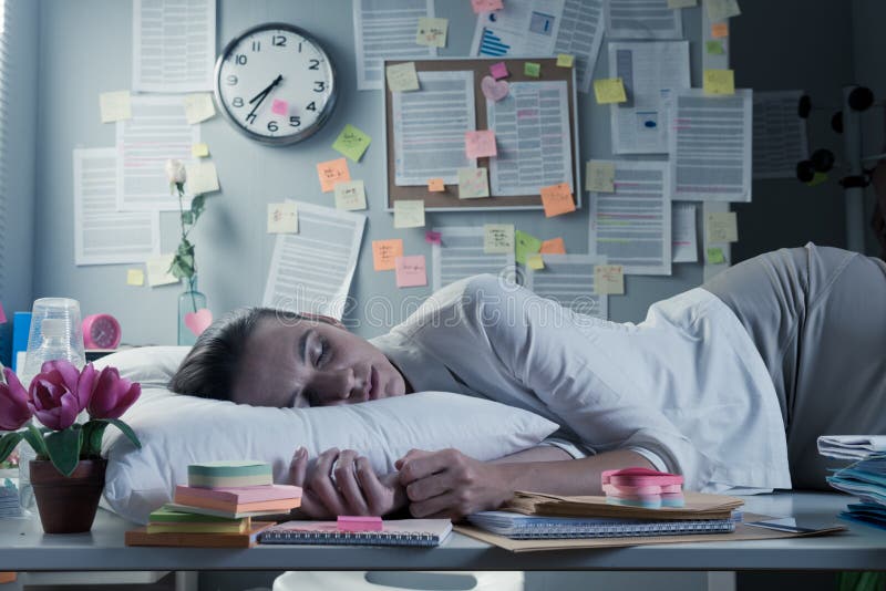 Sleeping in office stock photo. Image of pillow, paperwork - 46753404