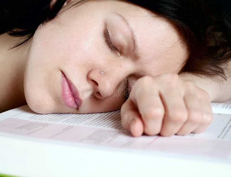 Sleeping over book stock photo. Image of person, exhausted - 1994104