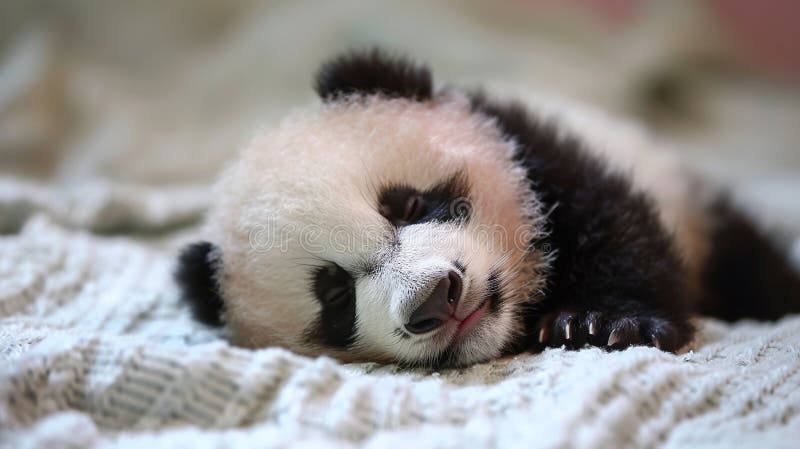 Sleeping Panda Cub stock image. Image of adorable, conservation - 332476219